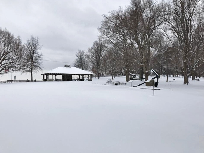Winter transforms Columbus-Belmont into a snow globe come to life. Even the picnic shelter looks like it's wearing a cozy white blanket.
