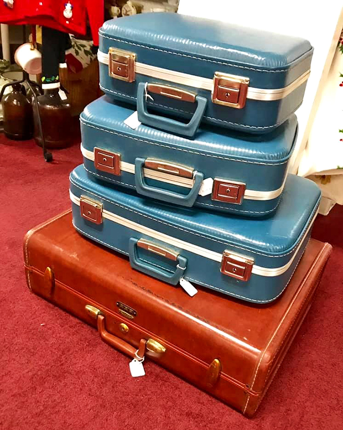 Vintage luggage that makes modern spinner suitcases look soulless. These traveled when flying was glamorous and TSA wasn't a thing.