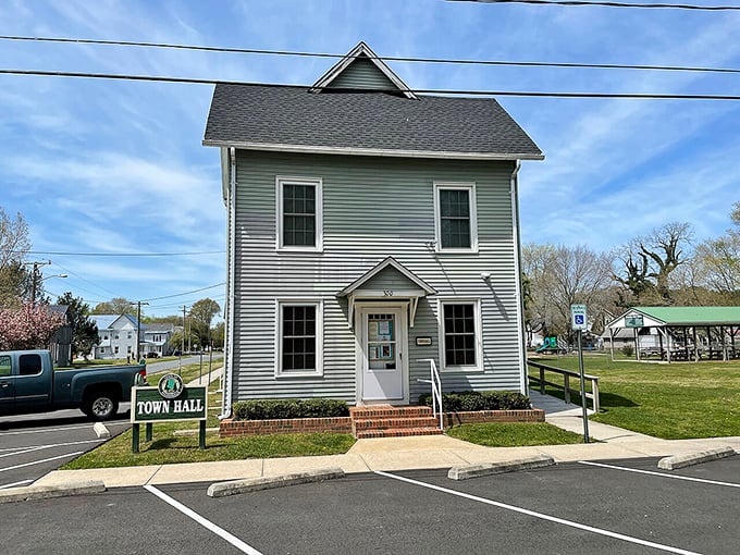 Small government, literally. Ellendale's compact Town Hall handles local affairs without the bureaucratic maze you'd find in larger municipalities&mdash;just another way life simplifies here.