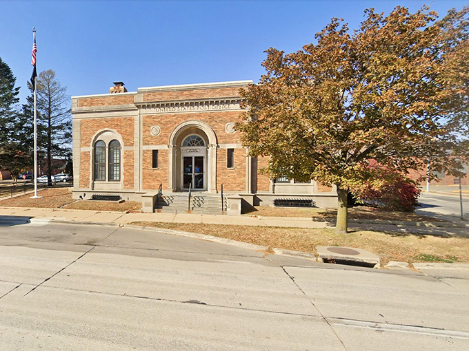The historic post office building stands as an architectural reminder of when public buildings were designed to inspire civic pride.