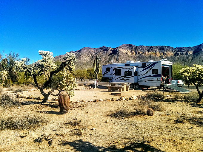 At Usery Mountain Regional Park, desert camping meets mountain vistas&mdash;where your RV becomes a five-star accommodation with million-dollar Sonoran views.
