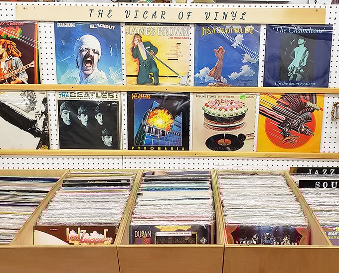 "The Vicar of Vinyl" display showcases album art as it was meant to be seen&mdash;12 inches of visual splendor from The Beatles to Judas Priest.