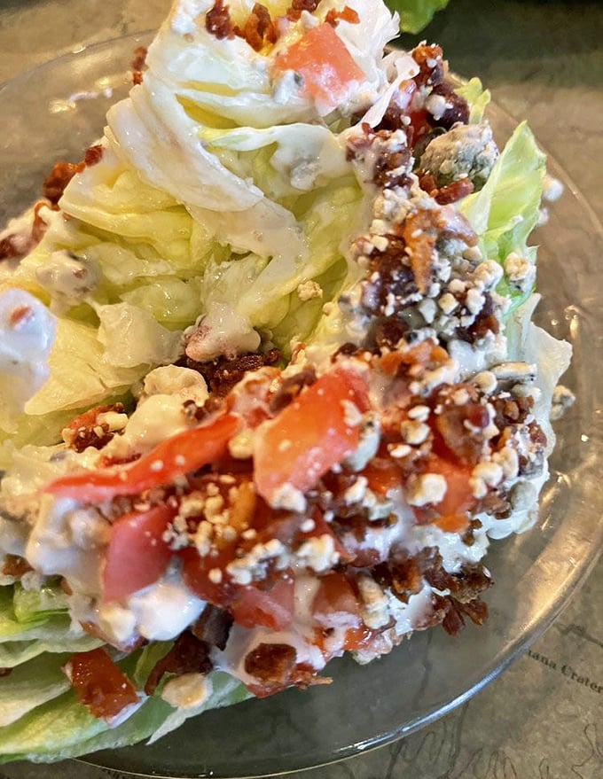 A wedge salad that defies the "just eating healthy" stereotype. When bacon bits and blue cheese join forces, salad becomes an event, not an obligation.