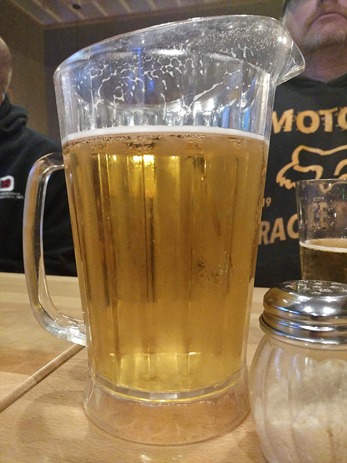 Golden, frothy, and cold as a Montana winter&mdash;this pitcher of beer stands ready to extinguish the fire of spicy pizza toppings.