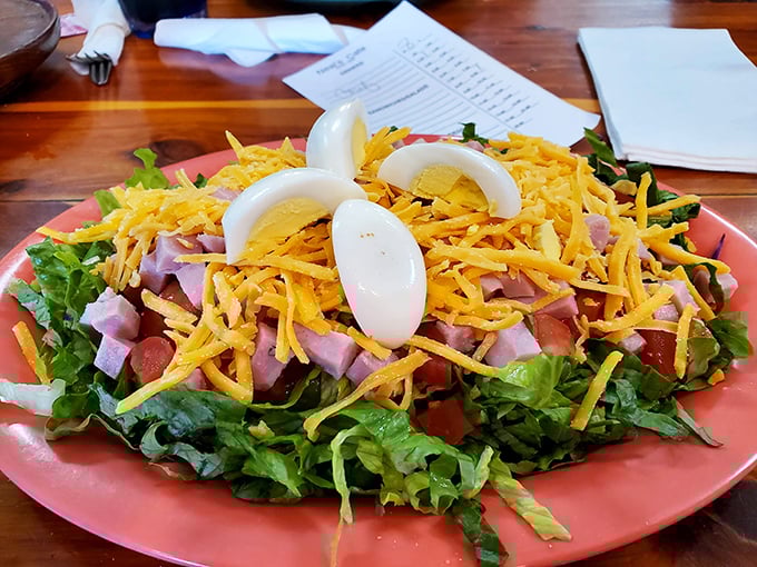 This chef salad isn't just eating your vegetables &ndash; it's a colorful celebration topped with enough cheese to make the lettuce feel like it's at a party.