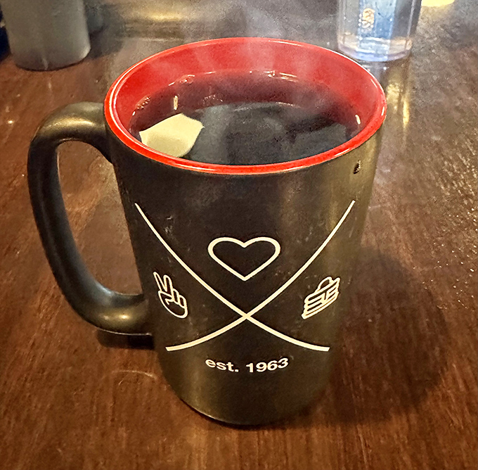 Coffee served in mugs big enough to swim in. The unofficial Montana measurement: one cup equals three anywhere else.