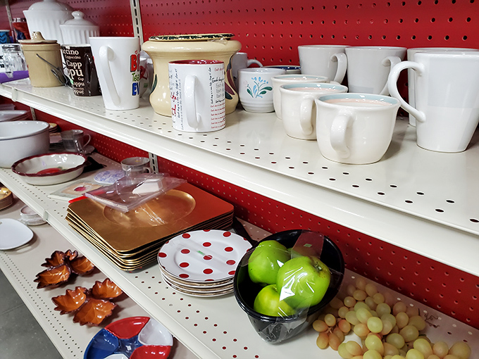 Kitchen essentials with personality! Those polka-dotted plates are practically begging to host your next dinner party's appetizers.