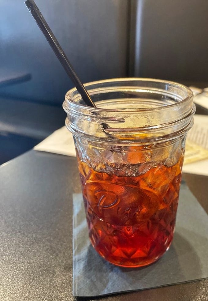 Served in a classic Mason jar, this iced tea isn't just a beverage&mdash;it's Southern hospitality in liquid form.