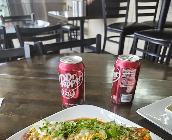 Even the beverages get the royal treatment here. Nothing complements spicy Mexican food quite like an ice-cold Dr Pepper.