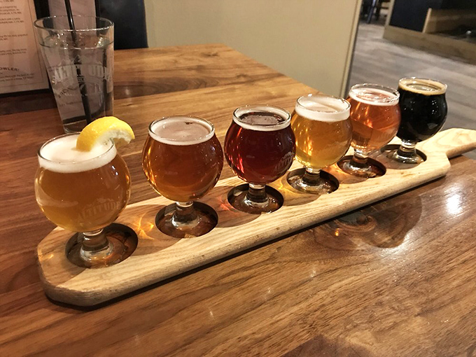 The beer flight &ndash; six liquid reasons to extend your stay in Laramie. From pale gold to midnight black, a rainbow worth chasing.
