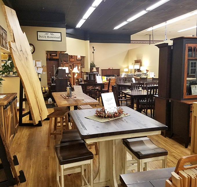 Handcrafted furniture showcases Amish woodworking mastery, where each table tells a story of craftsmanship that IKEA instruction manuals could never capture.