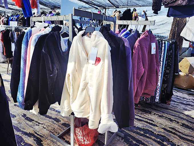 Hoodie heaven with options ranging from pristine white to royal purple. The perfect place to replace that college sweatshirt your spouse has been trying to "accidentally" lose.