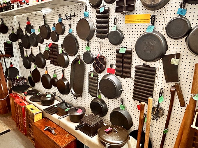 Cast iron heaven! These seasoned beauties have outlasted countless kitchen trends and could probably survive the apocalypse while still perfectly frying an egg.