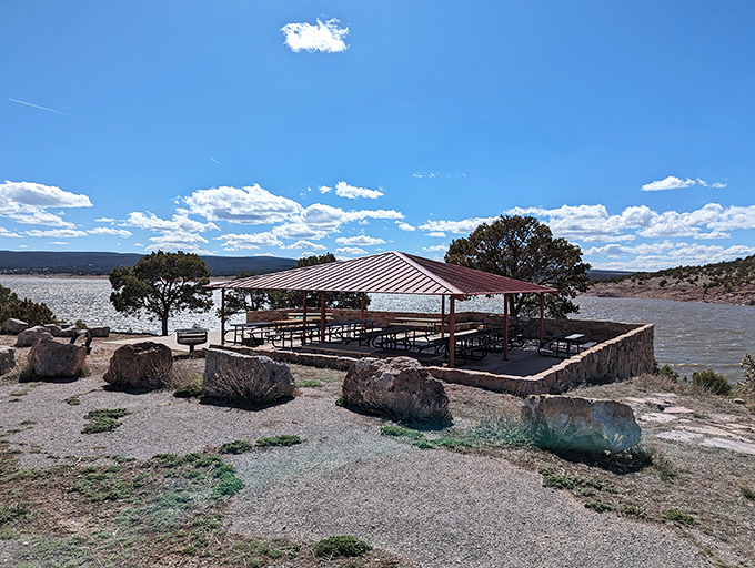 Picnic pavilion perfection—where lunch comes with a side of panoramic views and the gentle soundtrack of lapping waters.