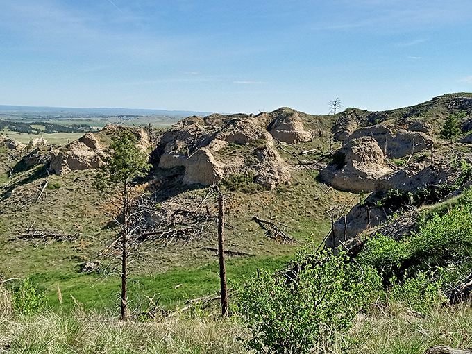 Nature's version of modern art – weathered rock formations standing proudly against the prairie, as if daring you to say Nebraska is just cornfields.