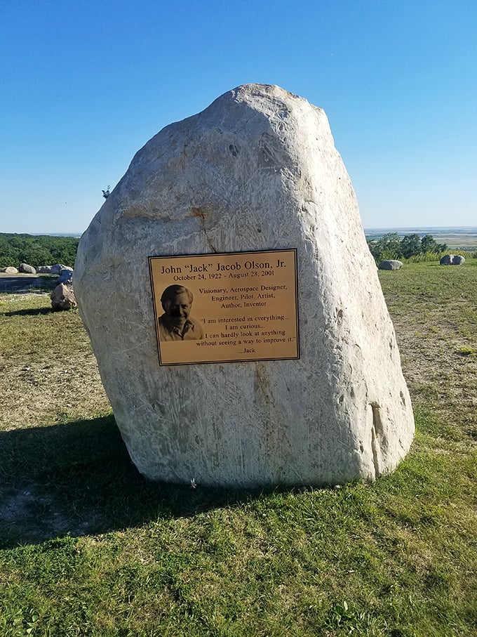 A memorial to visionary Jack Olson stands sentinel on the prairie. Some leave buildings as legacies; others leave ideas that continue to inspire generations.