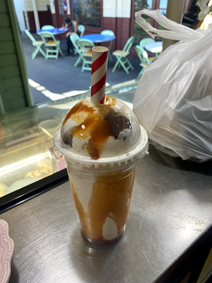 This milkshake brings all the joy to the yard &ndash; caramel swirls and whipped cream in perfect harmony.