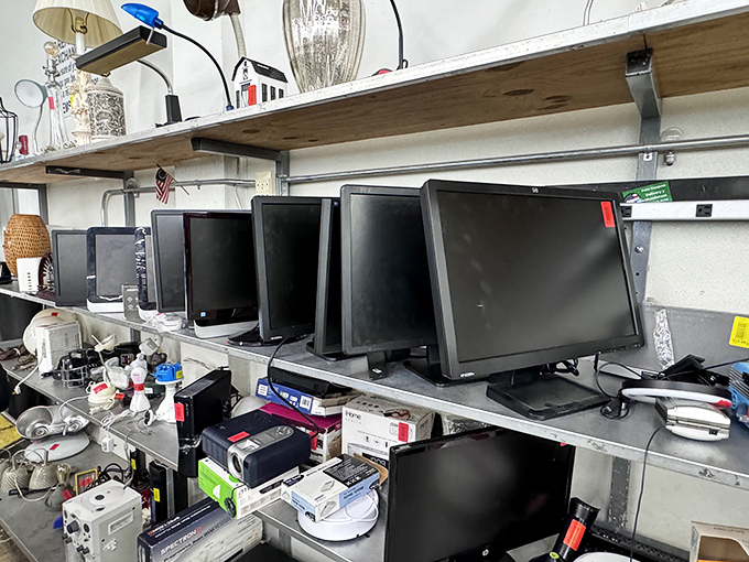 Computer monitors from various eras remind us that flat screens weren't always a given and desk space was once a precious commodity.