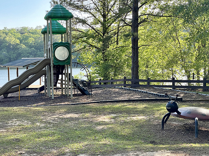 Childhood joy meets lakeside views at this playground where kids can burn energy while parents soak in the scenery.