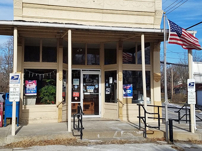 The post office&mdash;where mail delivery is still an event worth parking for and neighbors catch up while checking their boxes.