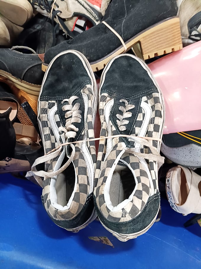 Checkered Vans with stories in every scuff mark. These skater classics might have rolled through skateparks or just high school hallways before landing here.