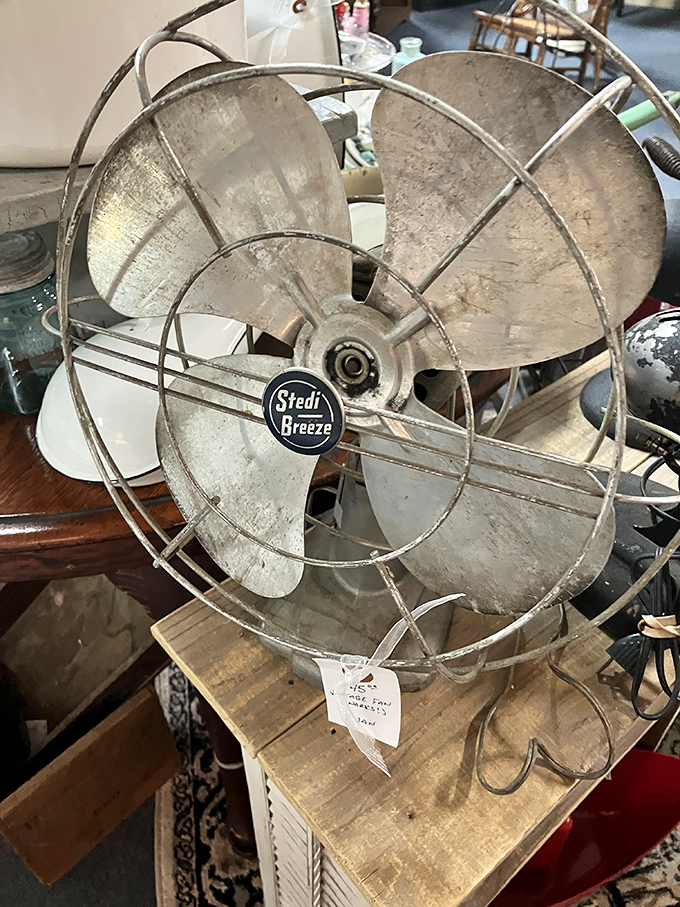 The original air conditioning! This Stedi-Breeze fan cooled Americans through summer heat waves long before central air, with industrial design that puts modern plastic to shame.