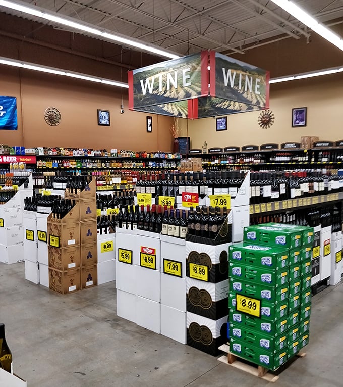 Wine wonderland where oenophiles and penny-pinchers find common ground. Bottles that would cost triple elsewhere sit casually waiting for discovery.