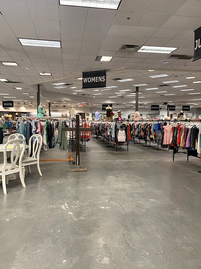 The women's clothing section rivals department stores in selection but beats them soundly in the "won't empty your wallet" category.