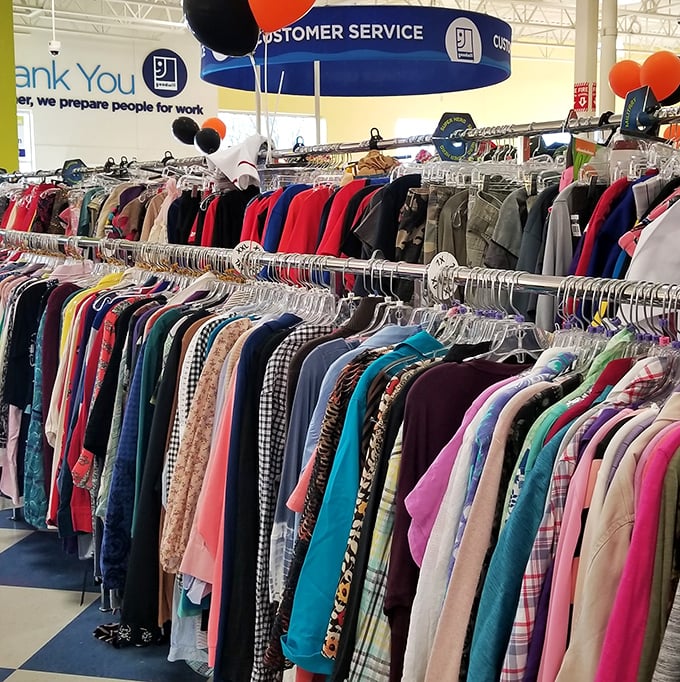 The rainbow of clothing options would make a department store blush. Under those bright lights, yesterday's fashion becomes tomorrow's statement piece.