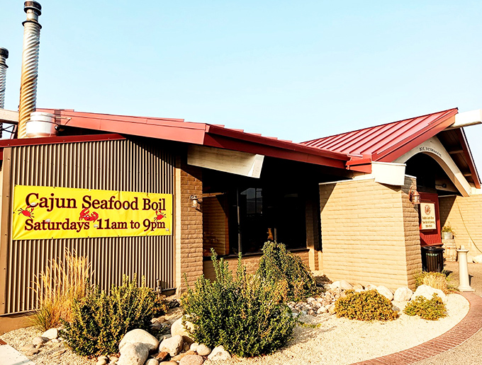 BJ's brick-and-beam exterior hints at the solid barbecue traditions inside. That Cajun Seafood sign suggests they've got range!