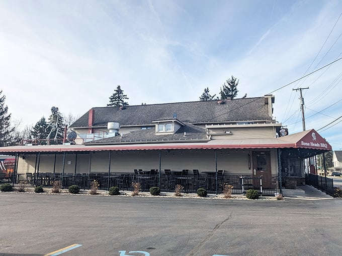Bone Heads' unassuming roadside presence hides world-class barbecue. That covered porch is perfect for post-meal recovery.