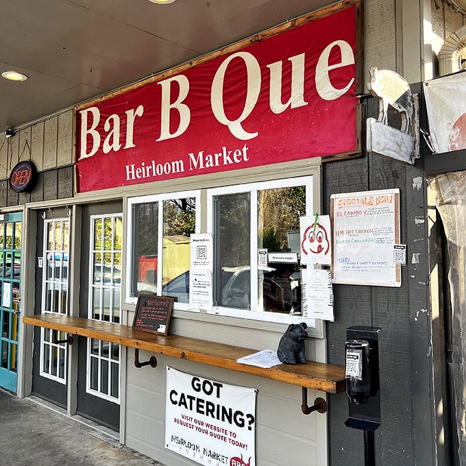 Heirloom Market's humble exterior hides extraordinary flavors inside. That wooden counter has witnessed countless barbecue epiphanies!
