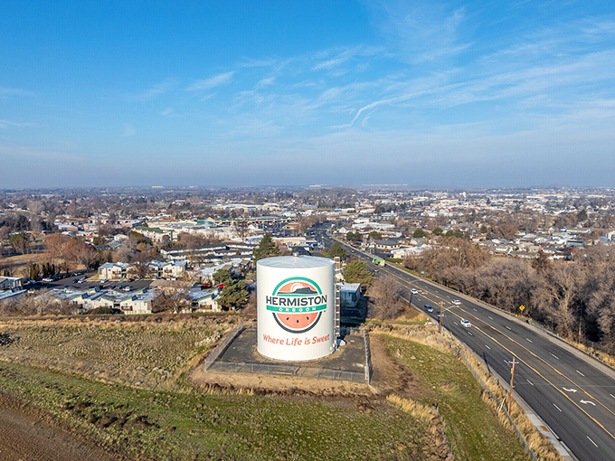 Hermiston's water tower proudly declares "Where Life is Sweet" &ndash; a fitting slogan for Oregon's watermelon capital.