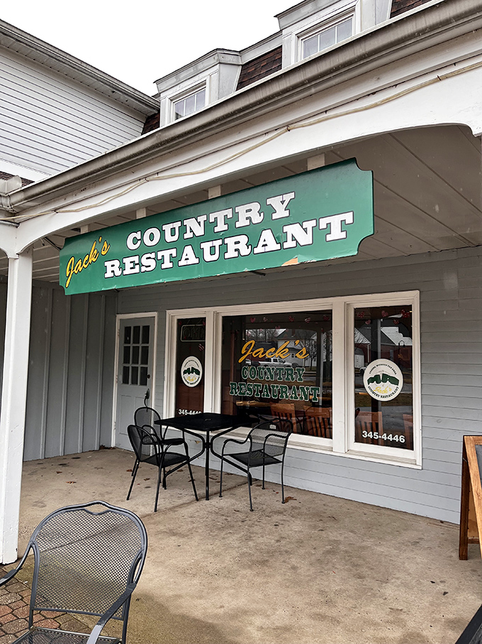 Jack's Country Restaurant's green signage promises comfort food ahead. The kind of place where breakfast traditions are maintained and waistbands are tested.