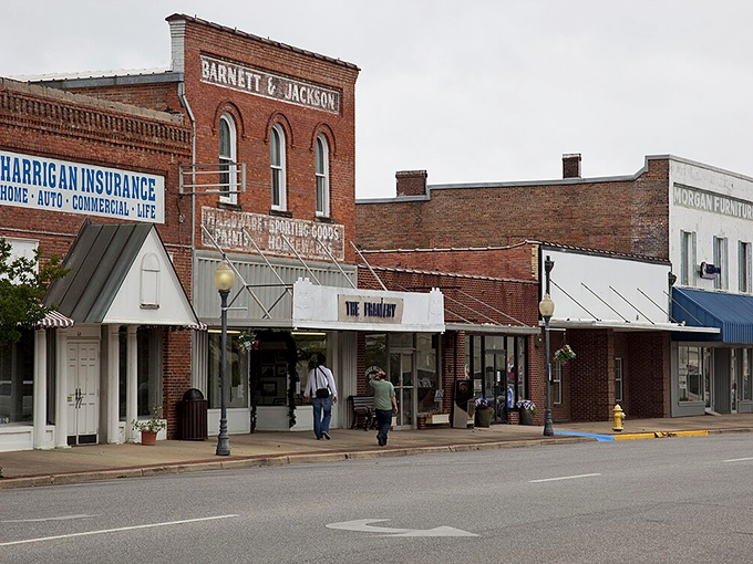 Monroeville's historic brick storefronts look like they're waiting for Scout Finch to skip down the sidewalk.