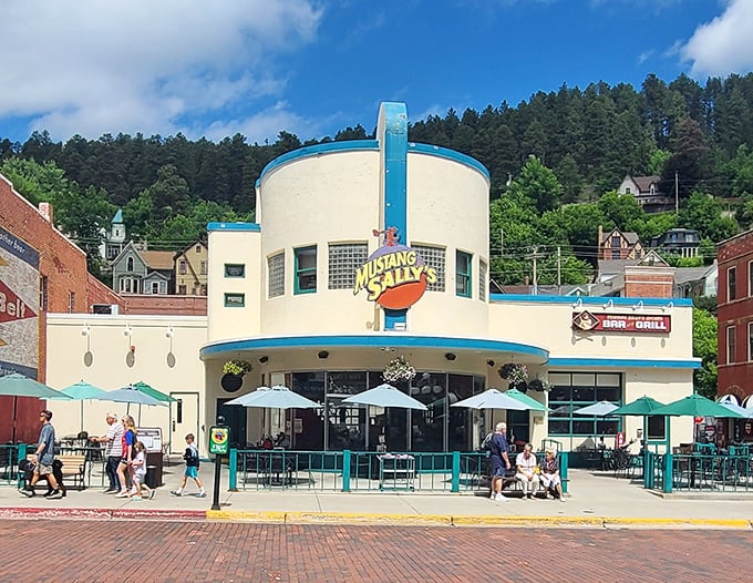 Mustang Sally's Art Deco curves stand out in Deadwood like a gourmet burger at a fast-food convention.