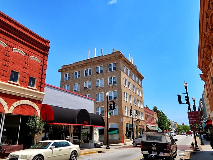Historic downtown Newberry showcases charming architecture where affordable living meets small-town hospitality under clear Carolina skies.