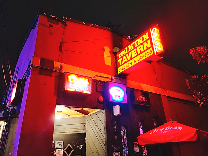 Reel M Inn's neon glow in the night is like a lighthouse for the hungry. This dive bar hides Portland's crispiest secret.