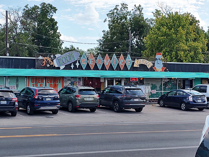 Room Service Vintage's retro sign is pure Austin &ndash; weird, wonderful, and impossible to ignore. Vintage paradise awaits!