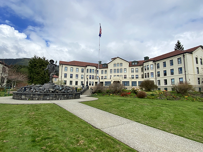 Sitka's Pioneer Home stands like a dignified elder statesman, watching over the town with architectural authority.