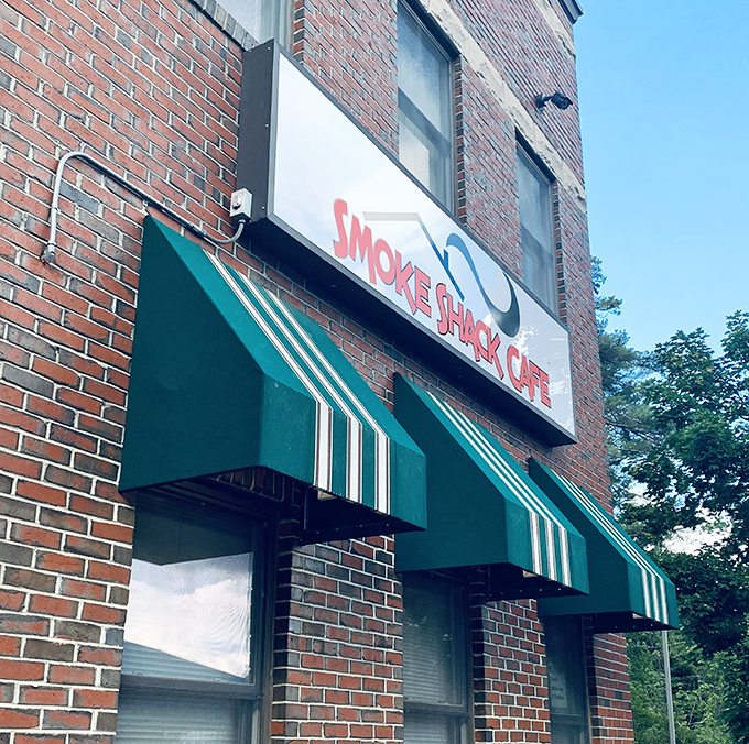 Smoke Shack Cafe's unassuming brick exterior hides BBQ treasures within. Like finding a diamond in a strip mall setting.