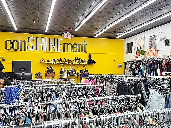 The bright yellow walls inside promise sunshine-level happiness for every bargain hunter who enters.