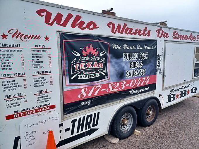 This food truck brings Texas BBQ traditions to Wyoming streets, proving great smoked meat doesn't need a permanent address.