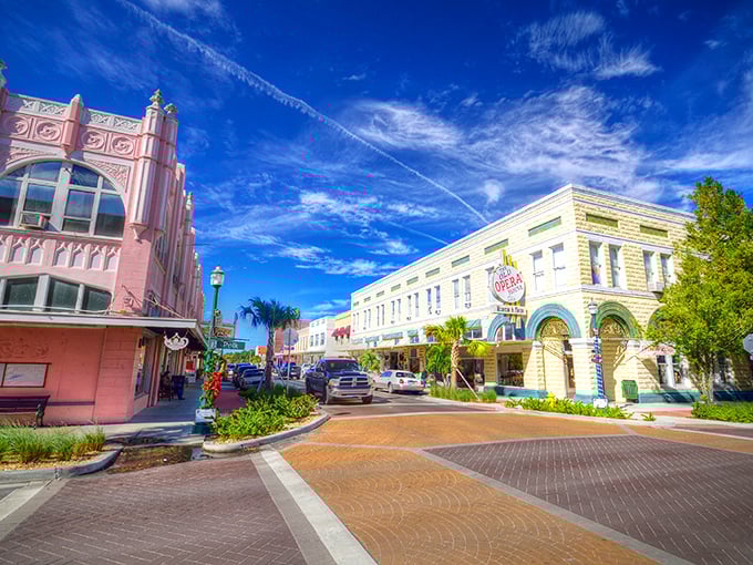 The sun sets on Arcadia's affordable Main Street, where retirees enjoy authentic Old Florida charm without coastal sticker shock.