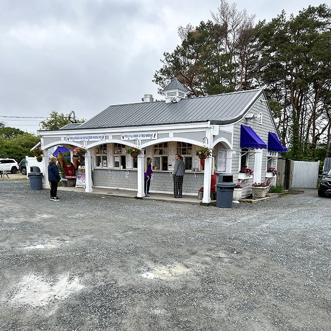 Gray skies can't dim the appeal of Beach Plum's covered ordering area &ndash; seafood salvation is just steps away.