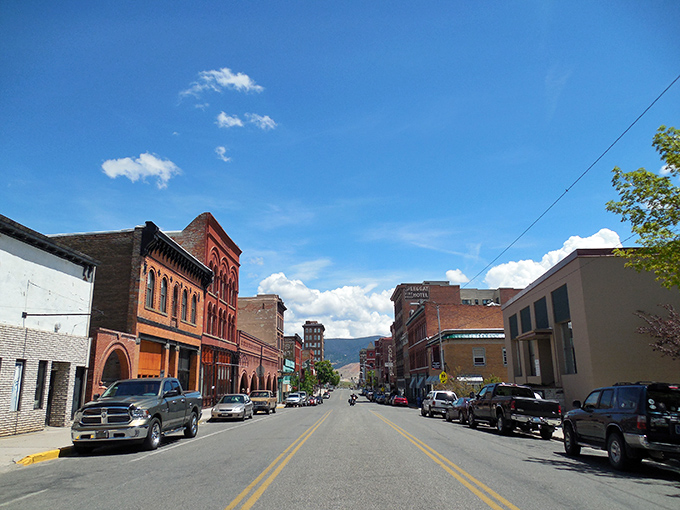 Red brick buildings line Butte's historic downtown, creating a living museum where Montana's mining heritage comes alive with every step.