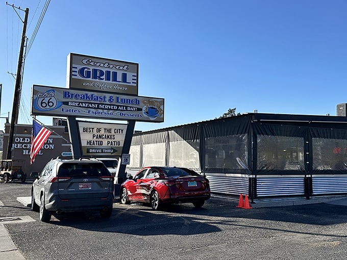 Where historic Route 66 meets your morning caffeine fix. That sign isn't just advertising&mdash;it's a landmark on your personal food map.