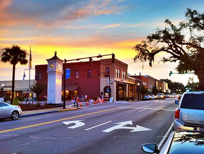 That sunset glow on Conway's historic buildings transforms an affordable small city into something that looks like a million bucks.