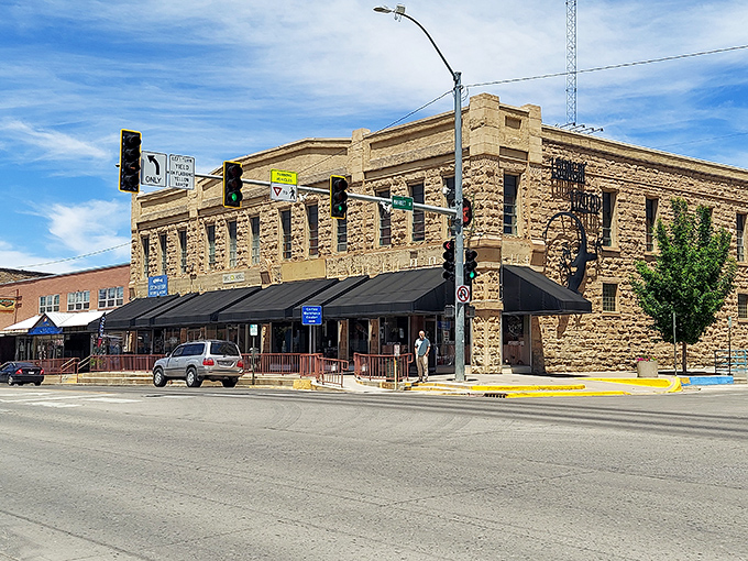 Downtown Cortez features beautiful historic stone buildings that house local businesses, creating a charming atmosphere for daily errands and shopping.