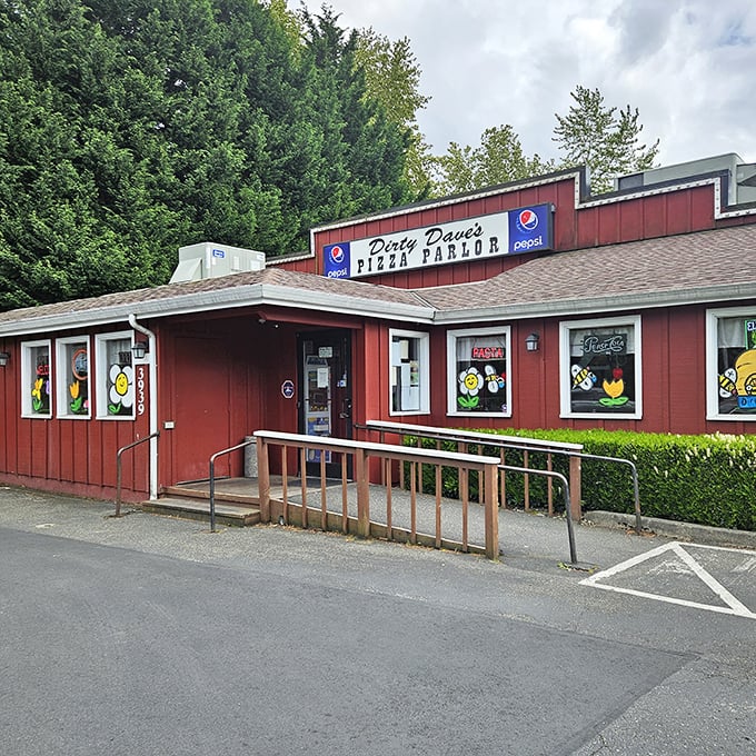 The classic roadside pizza parlor vibe at Dirty Dave's promises the kind of comfort food that makes you feel instantly at home.